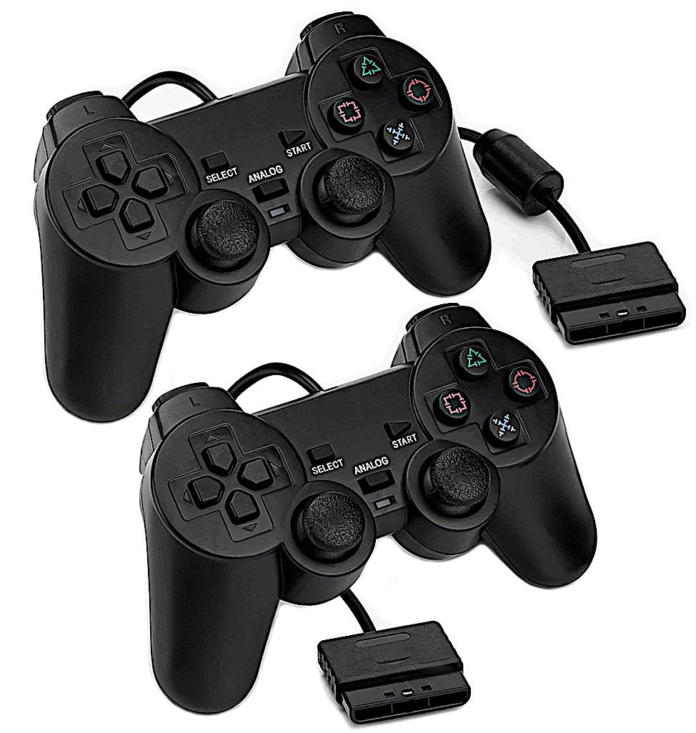 PlayStation 2 Controller Black by Voomwa [2 Pack]